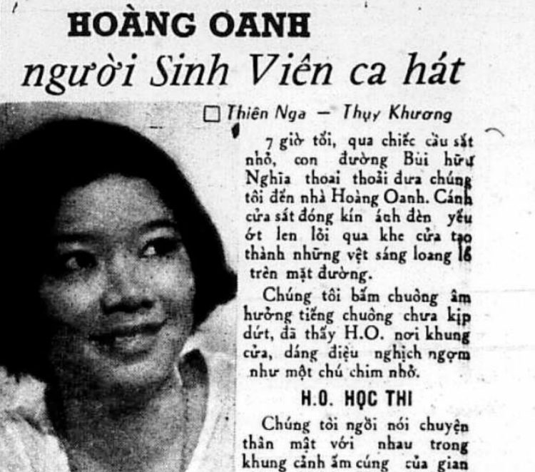 Bài phỏng vấn danh ca Hoàng Oanh năm 1971: "Hoàng Oanh - Người sinh viên ca hát"